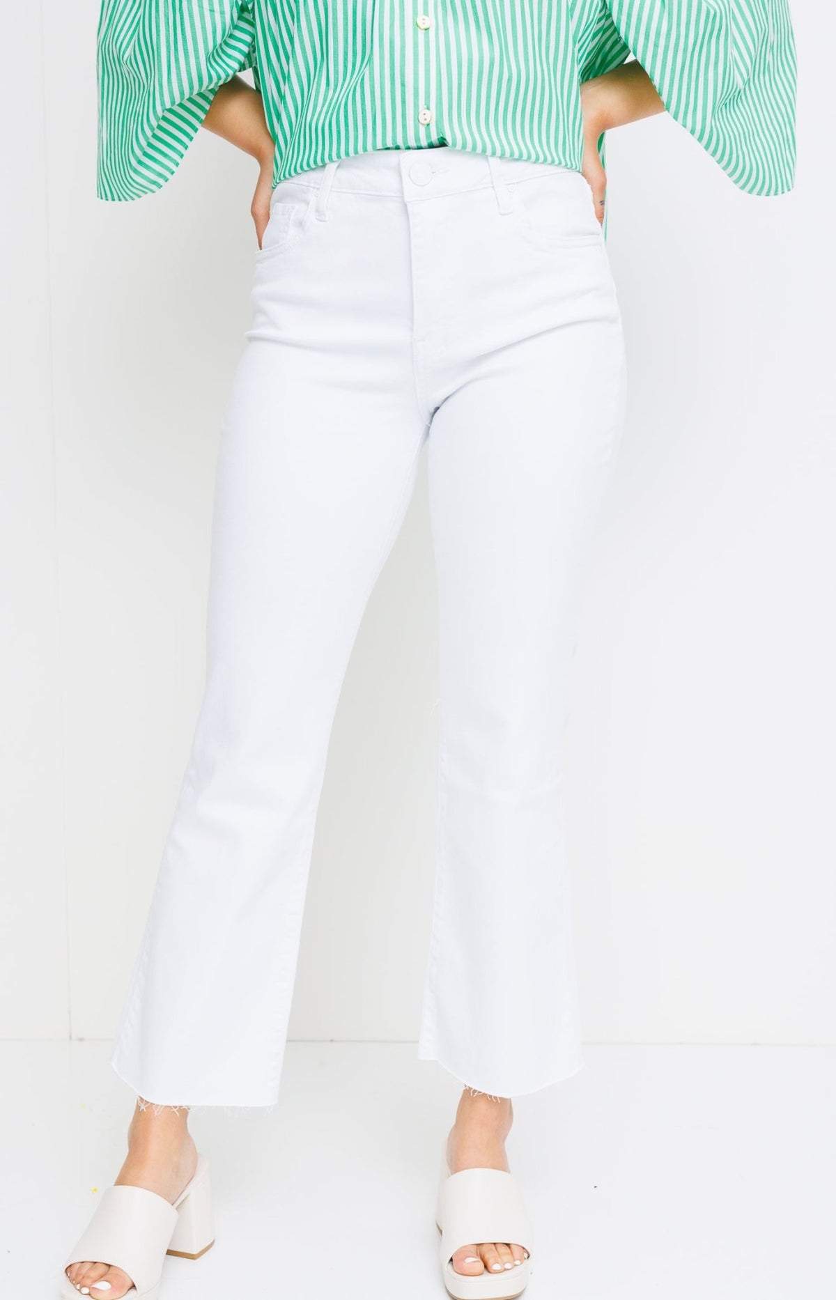 Kelsey High Rise Ankle Flare , OPTIC WHITE - HerringStones - HerringStones